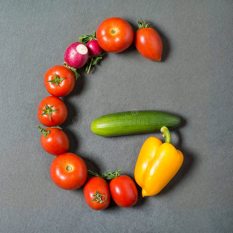 Fresh Assortment of Vegetables Forming the Shape of an Alphabet. Stock ...