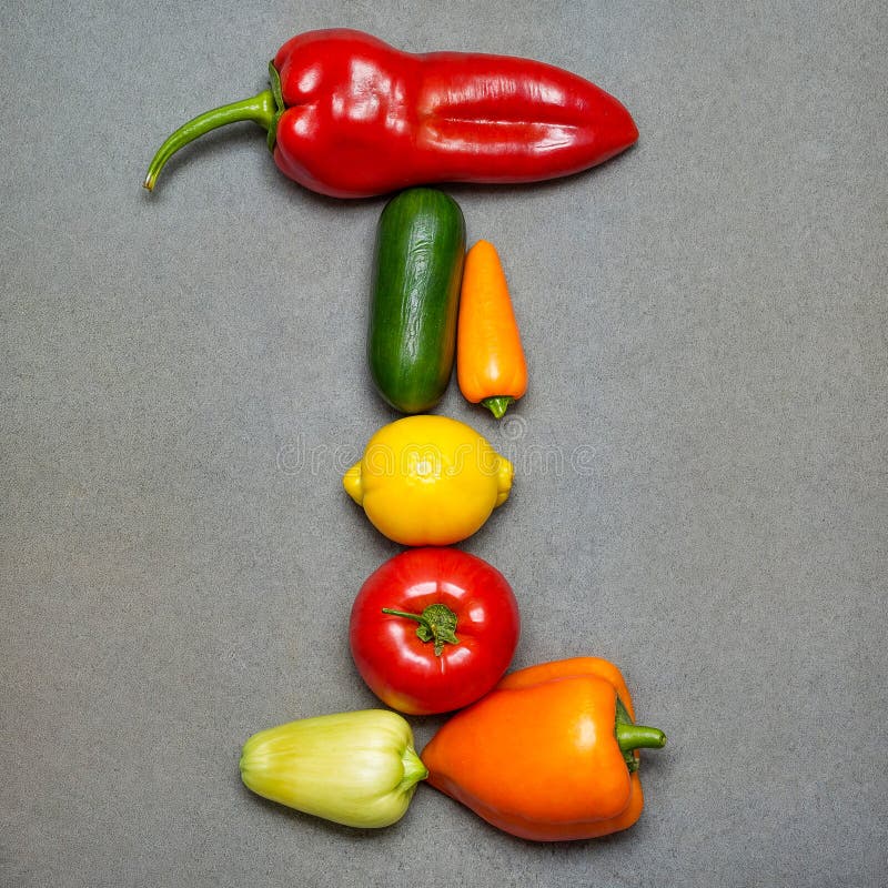 Fresh Assortment of Vegetables Forming the Shape of an Alphabet. Stock ...