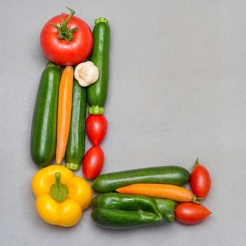 Fresh Assortment of Vegetables Forming the Shape of an Alphabet. Stock ...