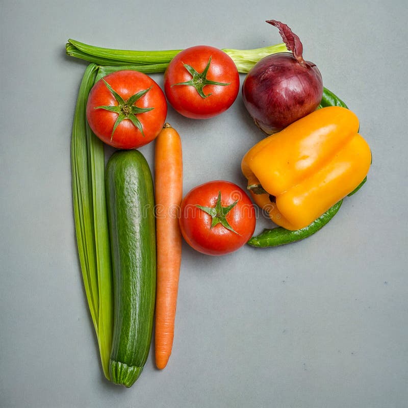 Fresh Assortment of Vegetables Forming the Shape of an Alphabet. Stock ...