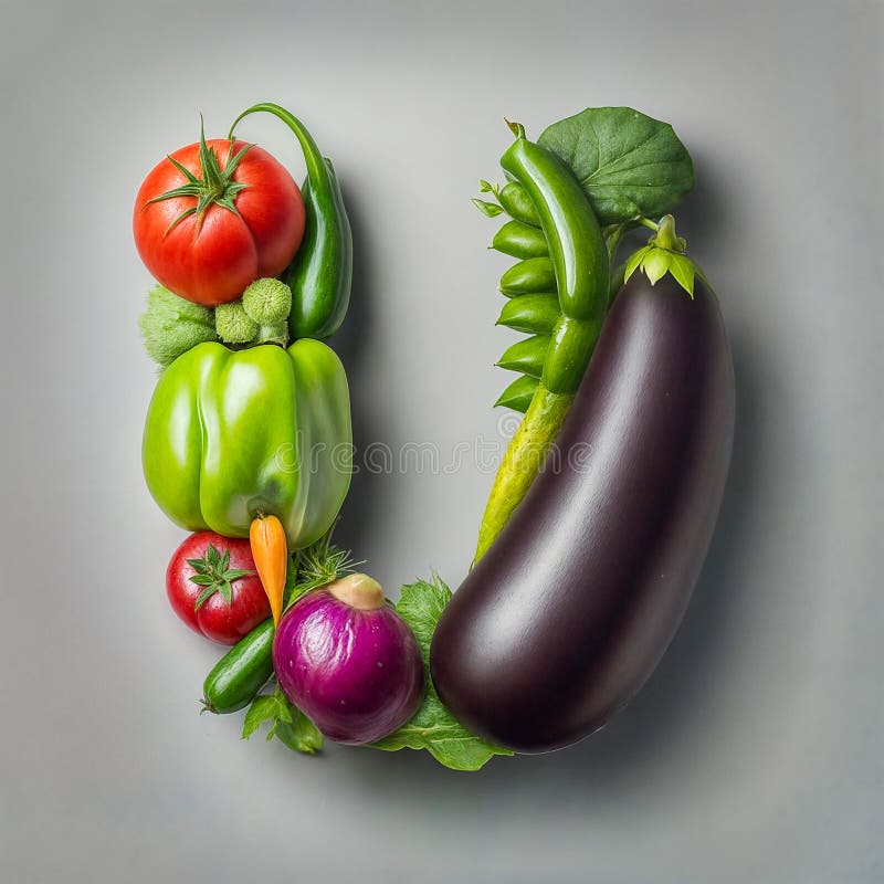 Fresh Assortment of Vegetables Forming the Shape of an Alphabet. Stock ...