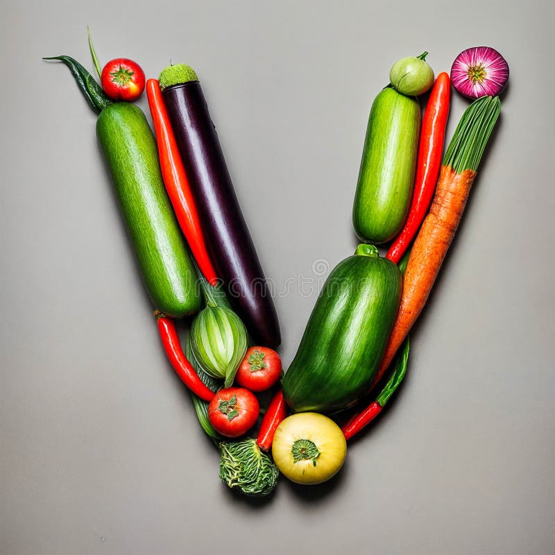 Fresh Assortment of Vegetables Forming the Shape of an Alphabet. Stock ...