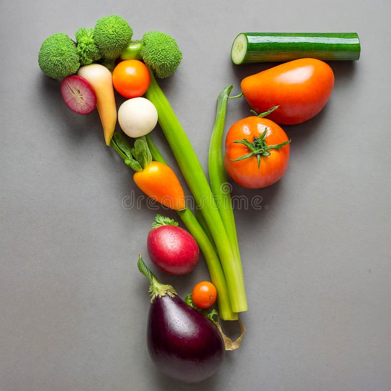 Fresh Assortment of Vegetables Forming the Shape of an Alphabet. Stock ...