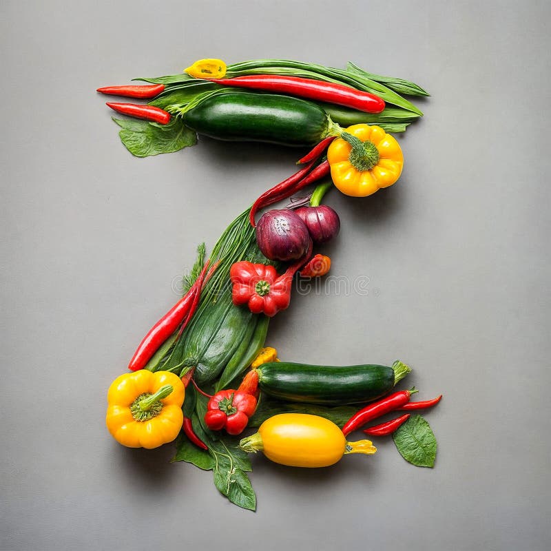 Fresh Assortment of Vegetables Forming the Shape of an Alphabet. Stock ...