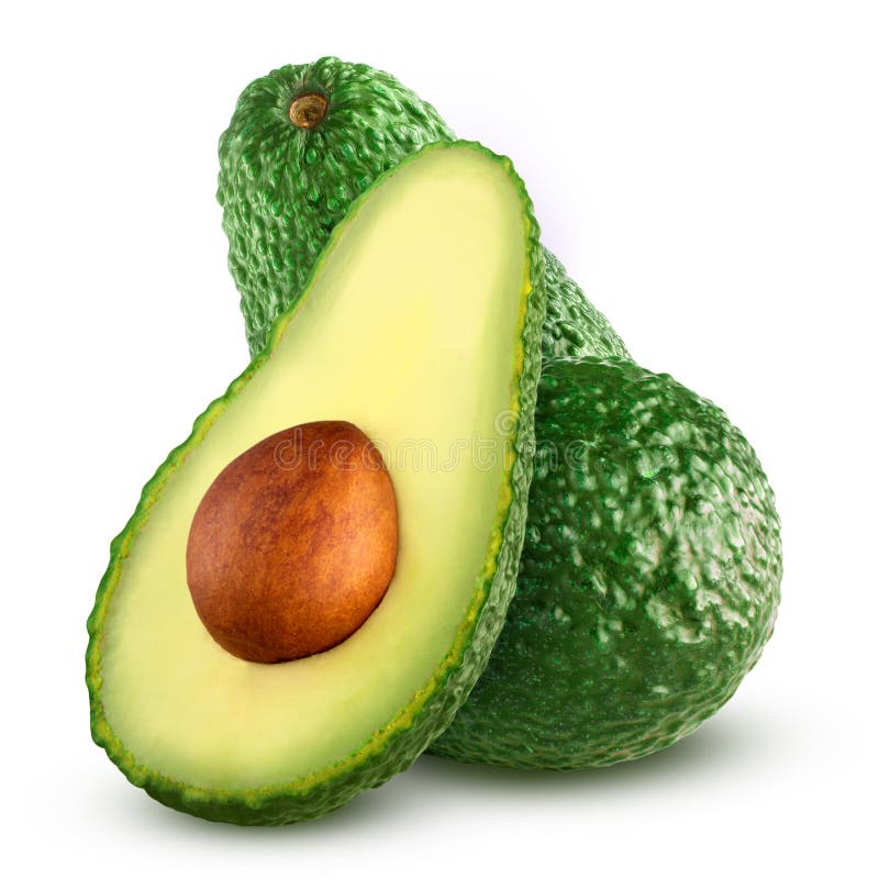 Fresh Avocado Fruits on White Background. Stock Image - Image of core ...