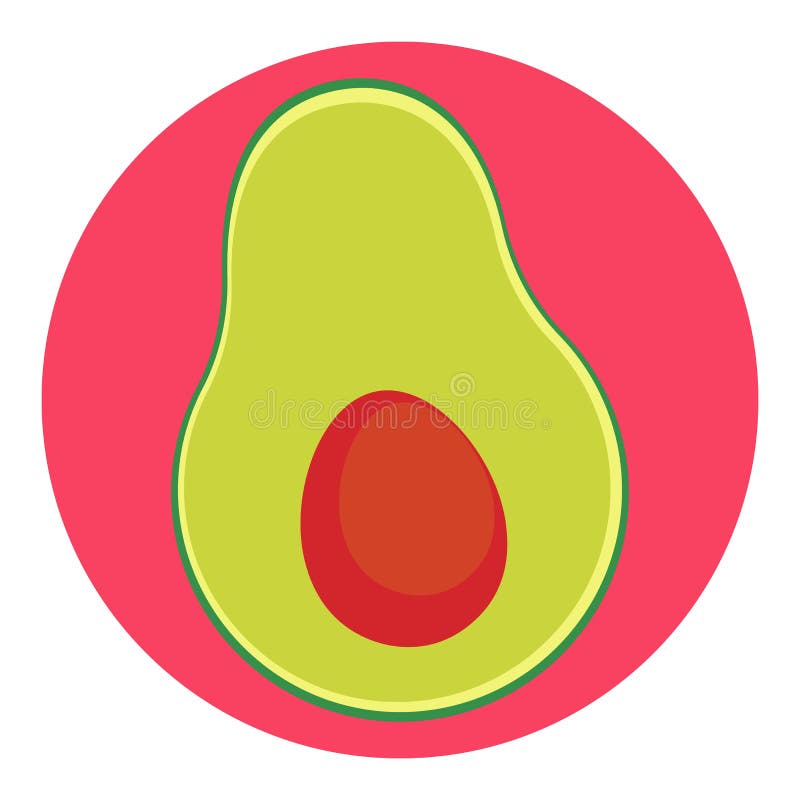 Fresh Avocado on a Pink Circle Background. Icon and Logo Stock Vector ...