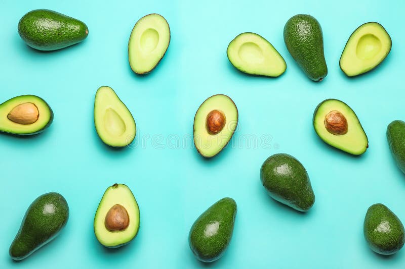 Fresh Avocados on Color Background Stock Photo - Image of fruit ...