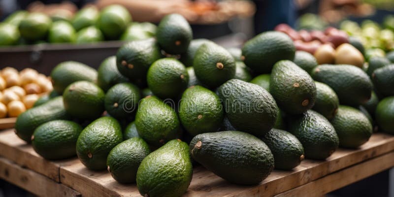 Fresh Avocados on Display at a Local Market Stall. Stock Illustration ...