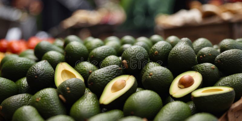 Fresh Avocados on Display at a Local Market Stall. Stock Illustration ...