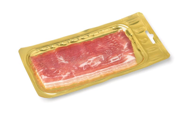 Fresh Bacon Strips in Sealed Packaging Tray Stock Photo - Image of ...