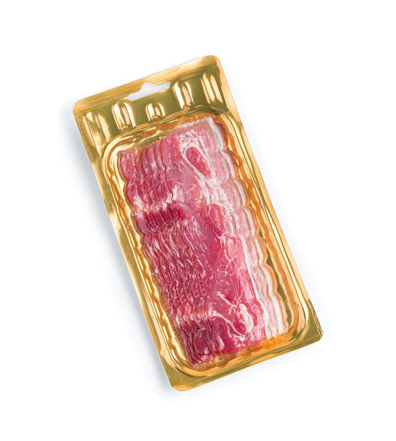 Fresh Bacon in a Vacuum Package. Top View Stock Image - Image of beef ...