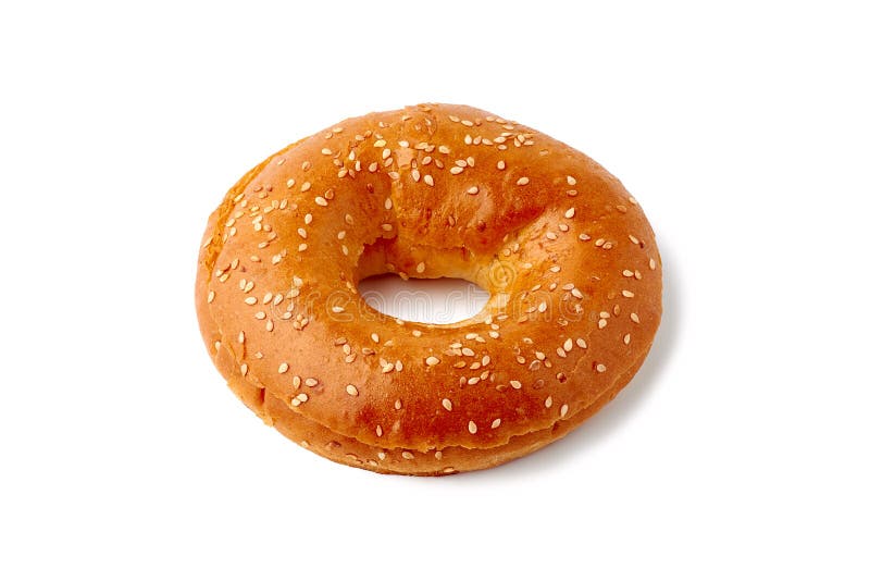 Fresh Bagel with Seeds on White Background Stock Photo - Image of ...