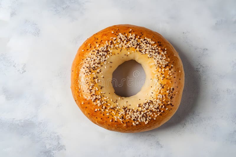 Fresh Bagel, Top View, Isolated on Background. Generative AI. Stock ...