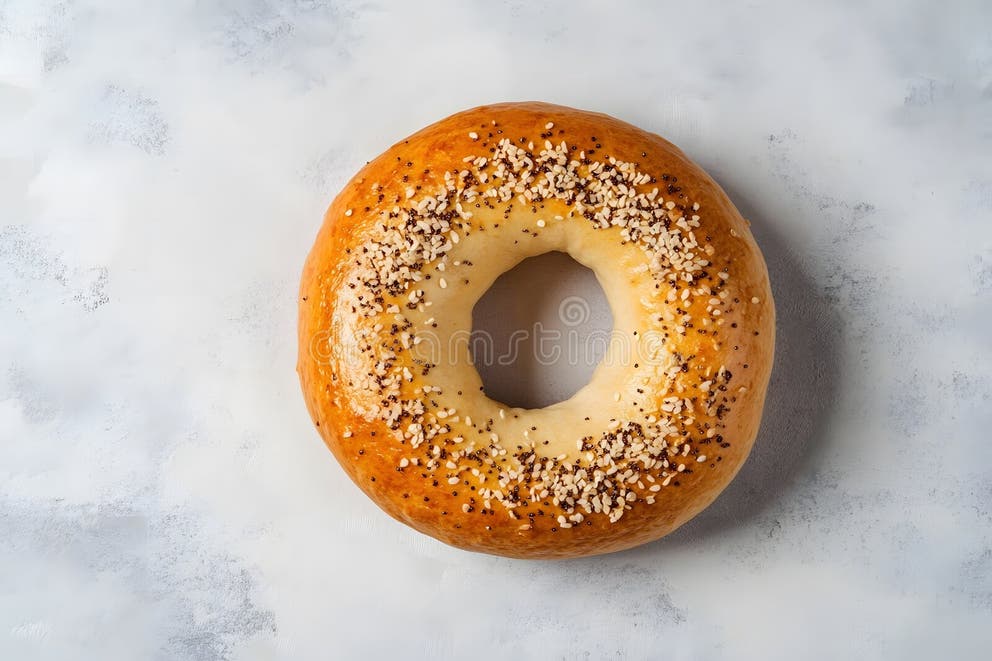 Fresh Bagel, Top View, Isolated on Background. Generative AI. Stock ...