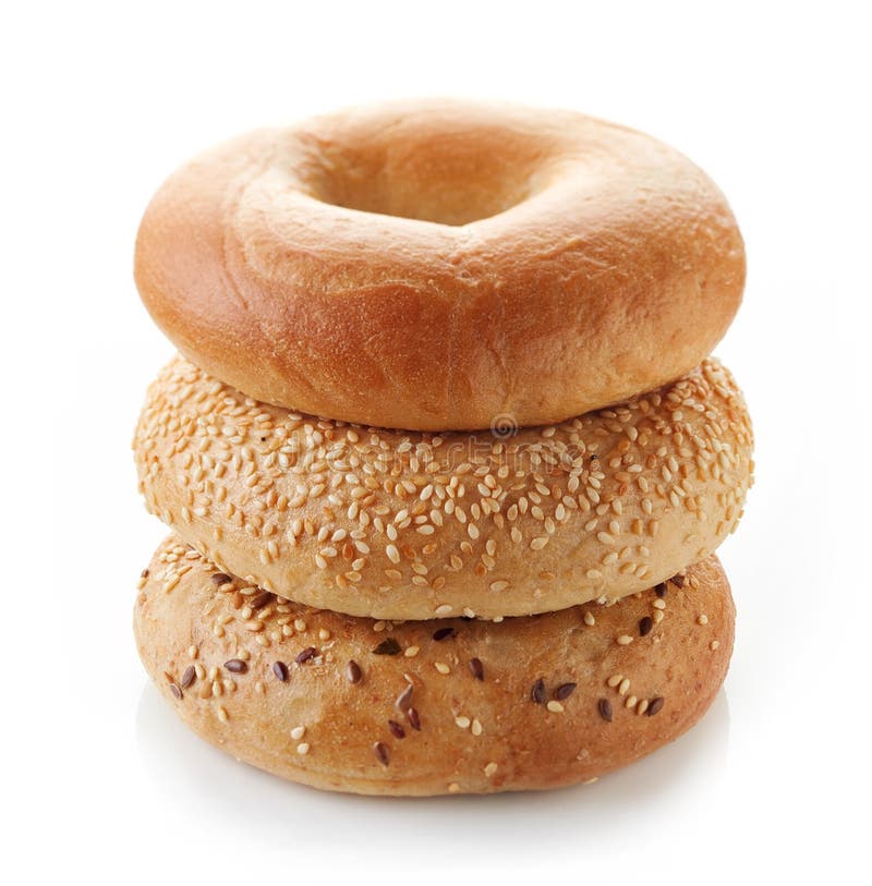Fresh Bagels on White Background Stock Image - Image of breakfast ...