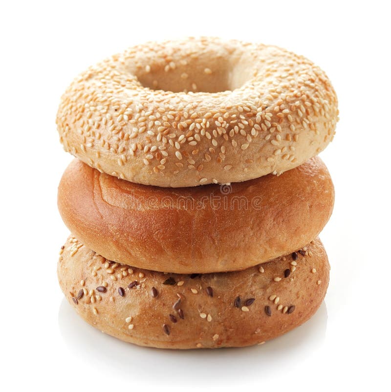 Fresh Bagels on White Background Stock Photo - Image of multi ...