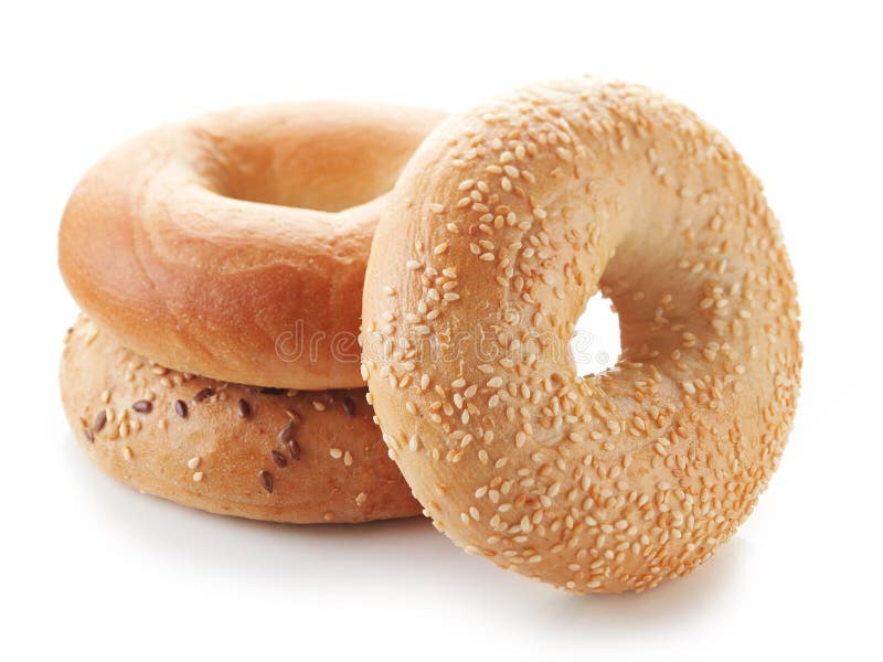 Fresh Bagels on White Background Stock Image - Image of bakery, dough ...