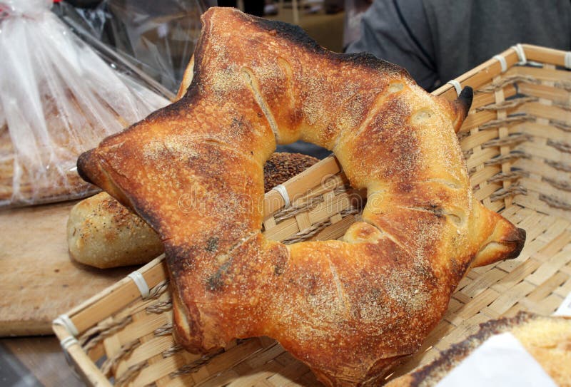 Fresh Baked Bread in Shape of Star for Christmas Holiday Stock Image ...