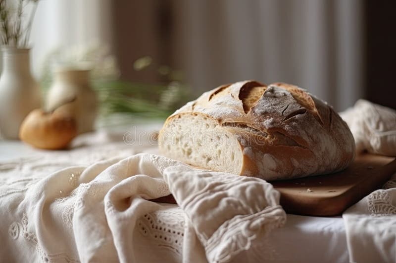 Fresh baked bread in store stock photo. Image of table - 296099636