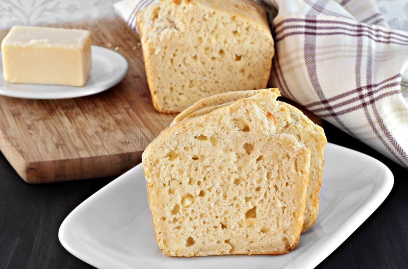 Fresh Baked Cheddar Cheese Bread Stock Image - Image of melted, black ...