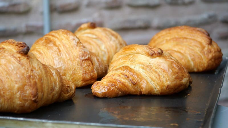 Fresh Baked Croissant in a Bakery Stock Footage - Video of shop ...