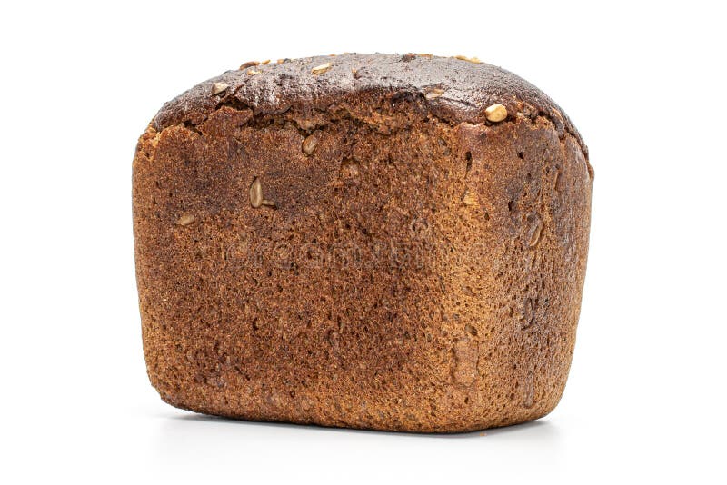 Fresh Baked Dark Bread Isolated on White Stock Image - Image of grain ...