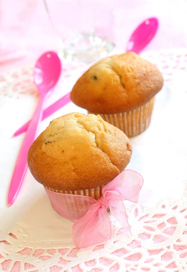 Fresh Baked Muffin with Pink Bow Stock Image - Image of eating, sweet ...