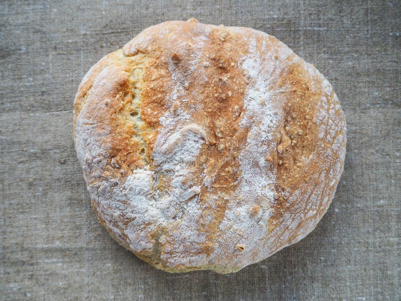 Fresh Baked Round White Bread. Stock Image - Image of dinner, brown ...