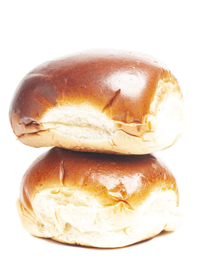 Fresh Baked Wheat Buns Isolated on White Stock Image - Image of fresh ...