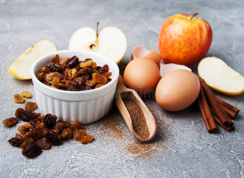 Fresh baking ingredients stock image. Image of raisin - 113475097