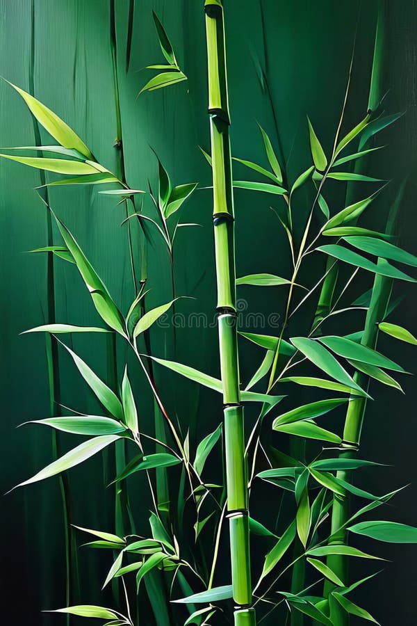 Fresh Bamboo Forest with Leaves Stock Illustration - Illustration of ...