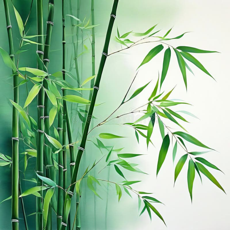 Fresh Bamboo Forest with Leaves Stock Illustration - Illustration of ...