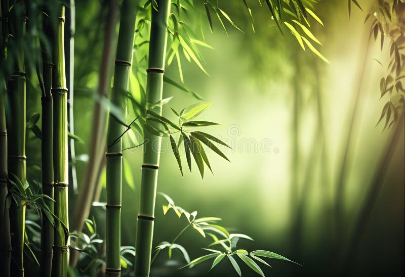 Fresh Bamboo Trees in Forest with Blurred Background.illustration. AI ...