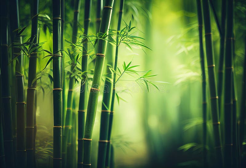 Fresh Bamboo Trees in Forest with Blurred Background.illustration. AI ...
