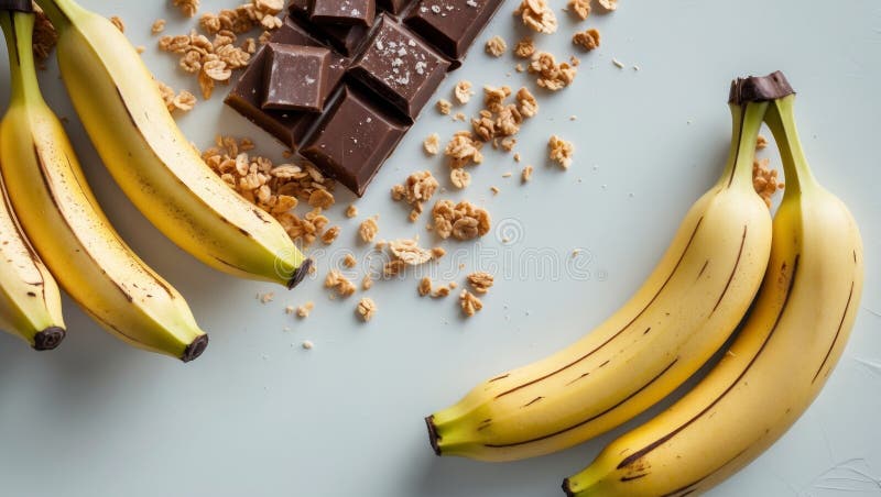 Fresh Bananas Surrounded by Crunchy Granola and Chocolate Pieces Create ...