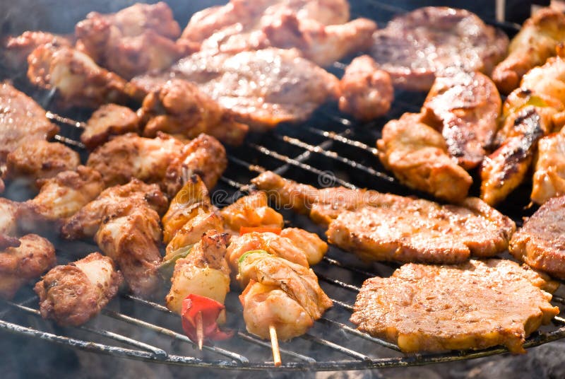 Fresh Barbecue with Mixed Meat Stock Image - Image of baked, dinner ...