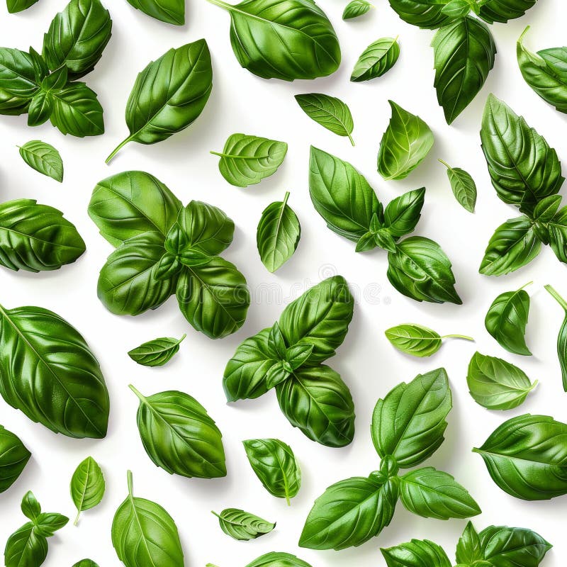 Fresh Basil Leaves Pattern, Vibrant Green Culinary Herb Background ...