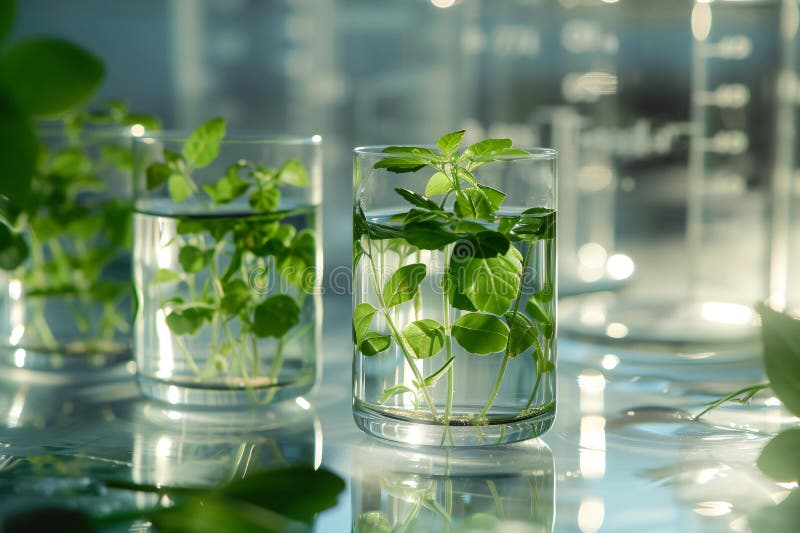 Fresh Basil in Test Tubes on Table in Laboratory, Science Research and ...