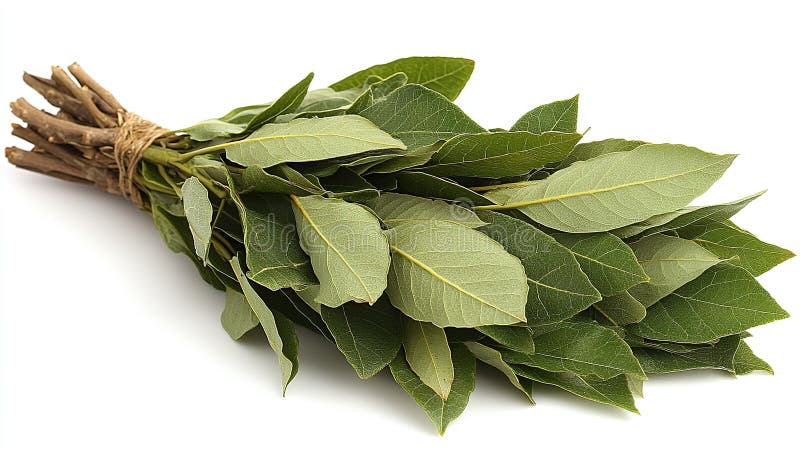 Fresh Bay Leaves Bunch, Isolated on White Background Stock Illustration ...