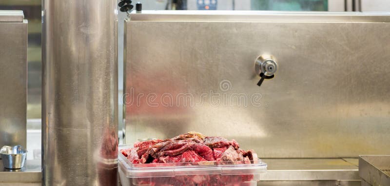 Fresh Beef in a Bin in Commercial Kitchen Stock Image - Image of ...
