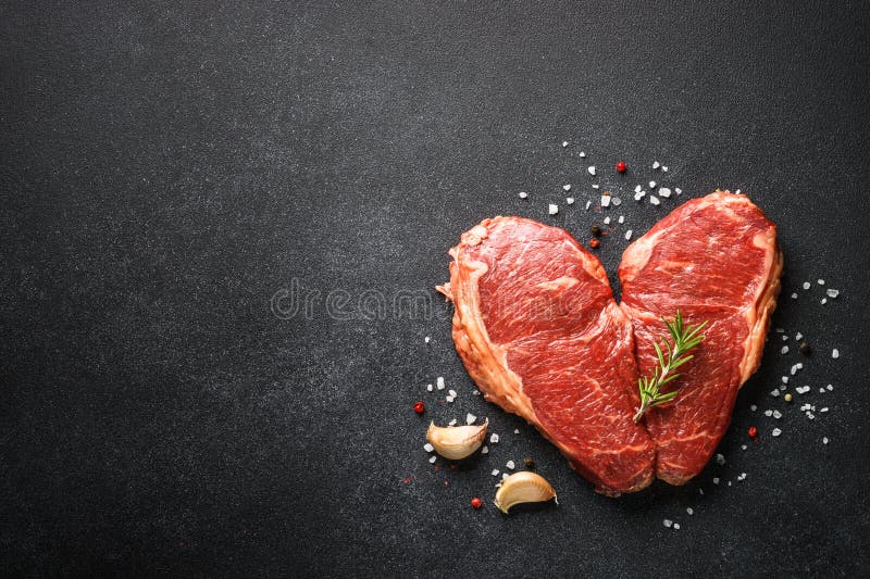 Fresh Beef Meat Steaks on Black. Stock Photo - Image of chop, ribeye ...