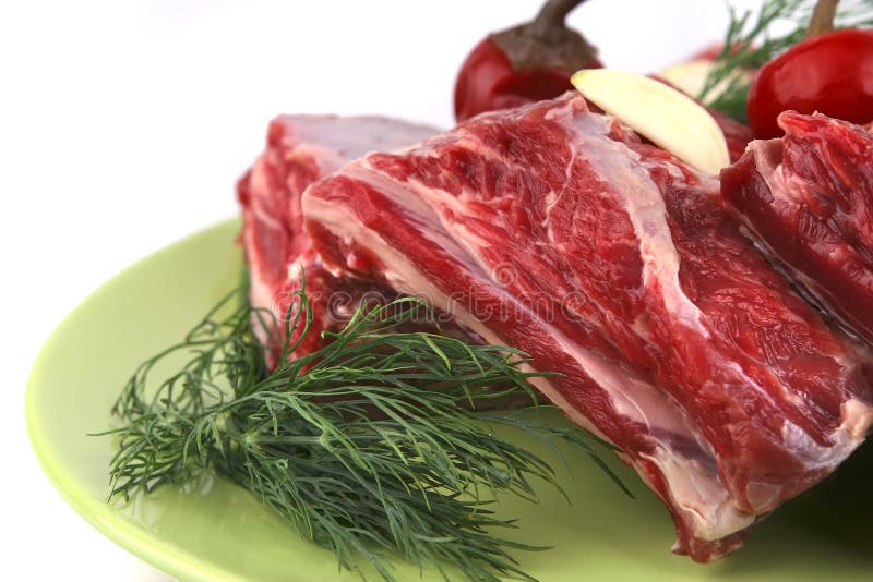 Fresh beef rib s on dish stock photo. Image of sauce, lamb - 9237916
