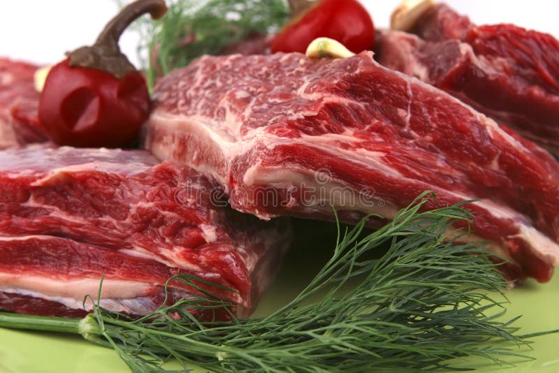 Fresh beef rib s on dish stock image. Image of restaurant - 9630039
