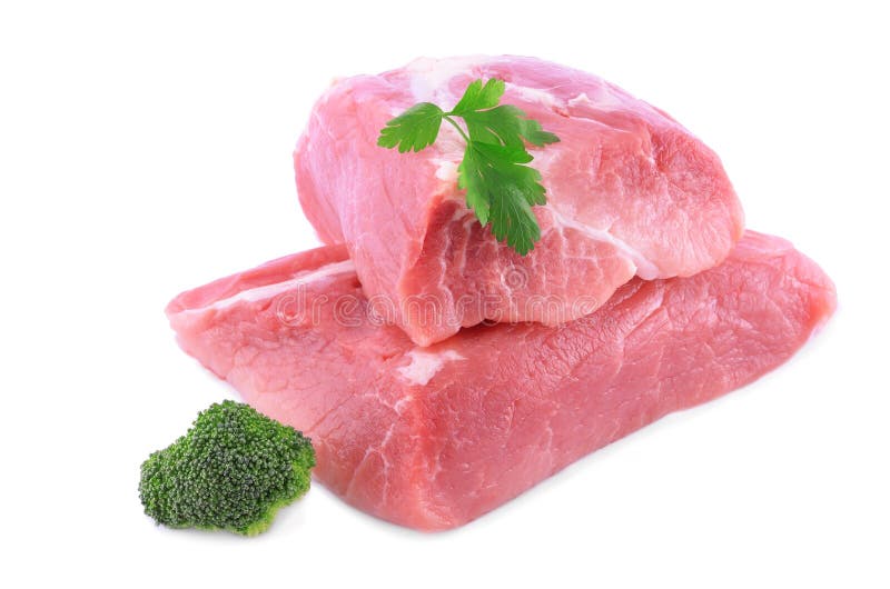 Fresh Beef Slab Isolated on White Stock Photo - Image of food, meat ...