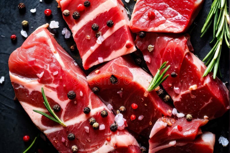 Fresh Beef Steaks with Spices and Rosemary. Stock Illustration ...