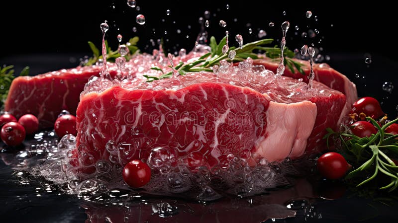 Fresh Beef in Water with a Variety of Fresh Vegetables Stock ...