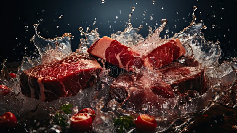 Fresh Beef in Water with a Variety of Fresh Vegetables Stock ...