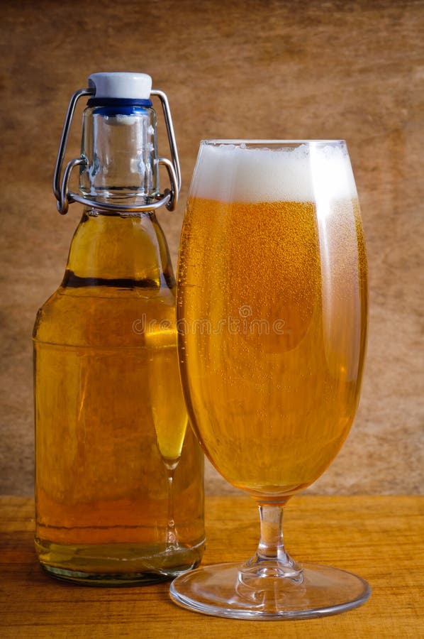 Fresh beer stock photo. Image of pils, wooden, restaurant - 21192296