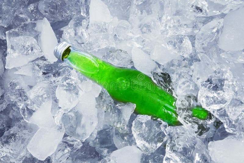 A fresh beer in ice cube stock image. Image of close - 40361491