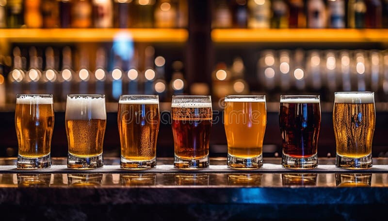 Fresh Beer in Pint Glass on Bar Counter, Perfect for Celebration ...